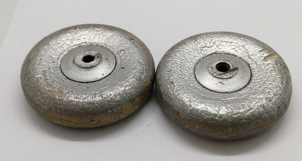 Original vintage toy wheel with hub painted silver 2" wheel with woode ...